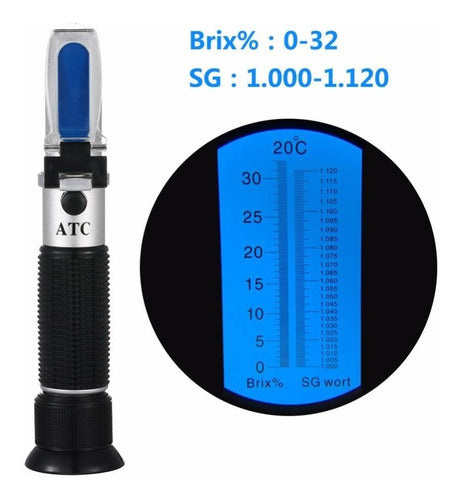 Refractometro Atc 2 En 1 32 % Brix 1120 Gs Vino Azúcar Leche ...